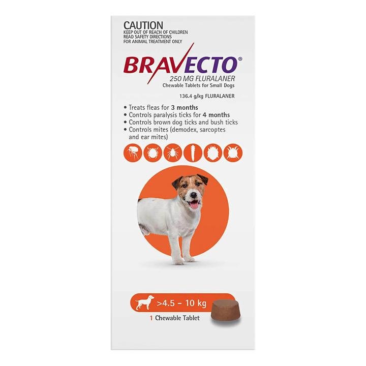 Bravecto For Small Dogs 4.5-10kg (Orange) 1 Chew - Waggly Shop